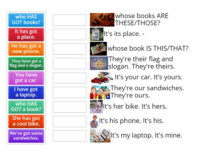 Who/whose, Pronouns and possessives - Match up