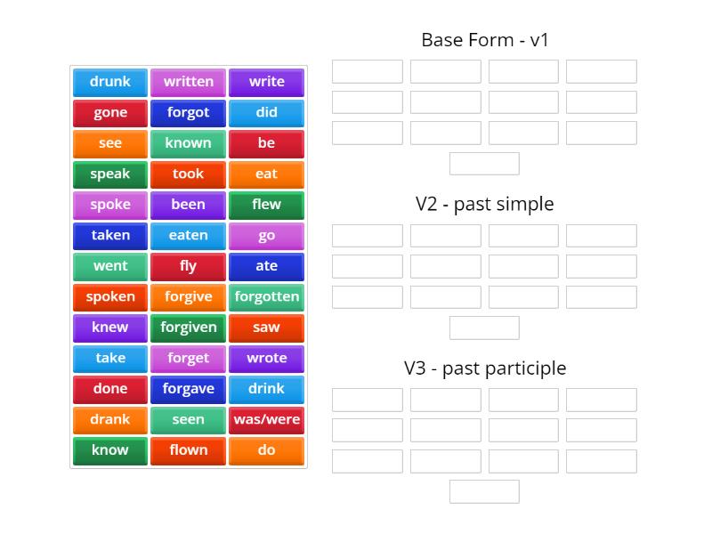Irregular Verbs: V1, V2, V3 - מיון קבוצה