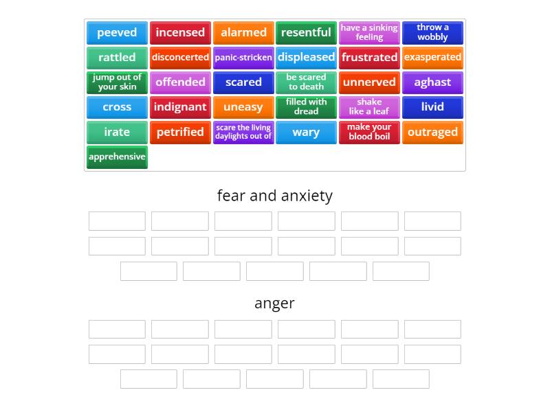 Part II ranking emotions EF Advanced Plus Unit 5 - Group sort