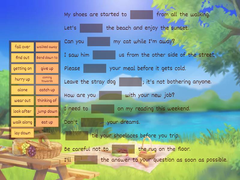 Project 4. 6A Phrasal verbs gap filling - Complete the sentence