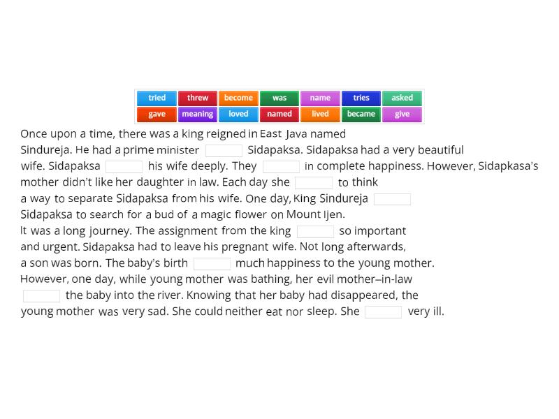 The legend of Banyuwangi - Complete the sentence