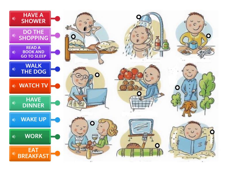 Vocabulary: daily routine. - Labelled diagram