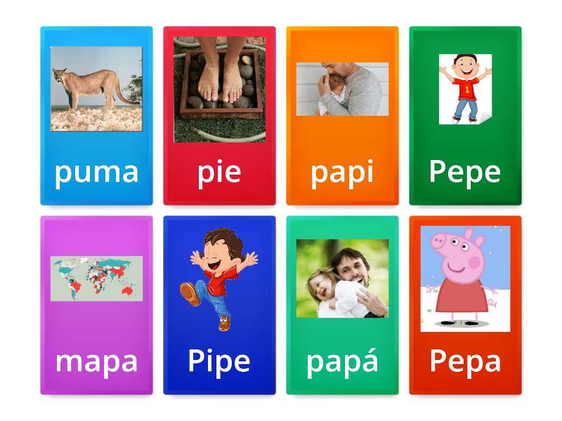Palabras con pa pe pi po pu - Fichas giratorias
