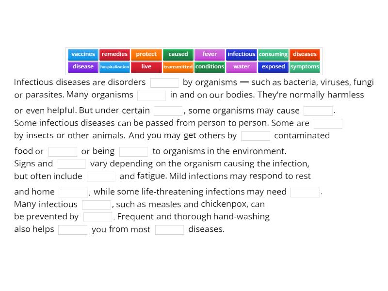 Infectious diseases - Complete the sentence