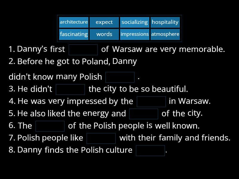 Describing a city - vocabulary - Complete the sentence