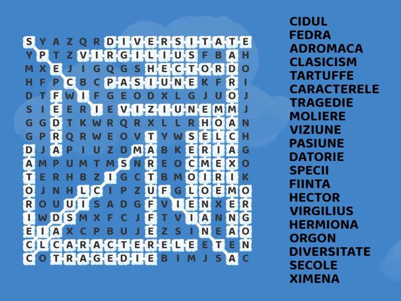 proiect literatura - Wordsearch
