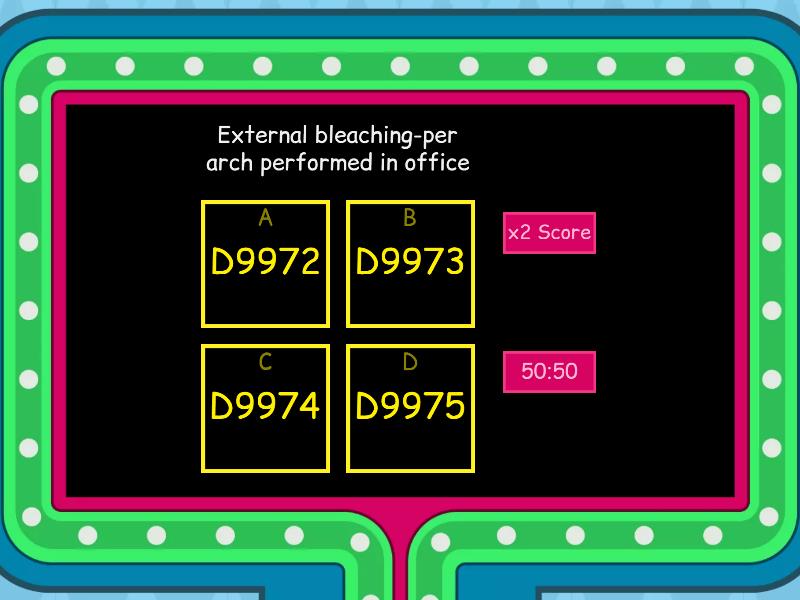 Group 1: CDT Codes - Gameshow quiz