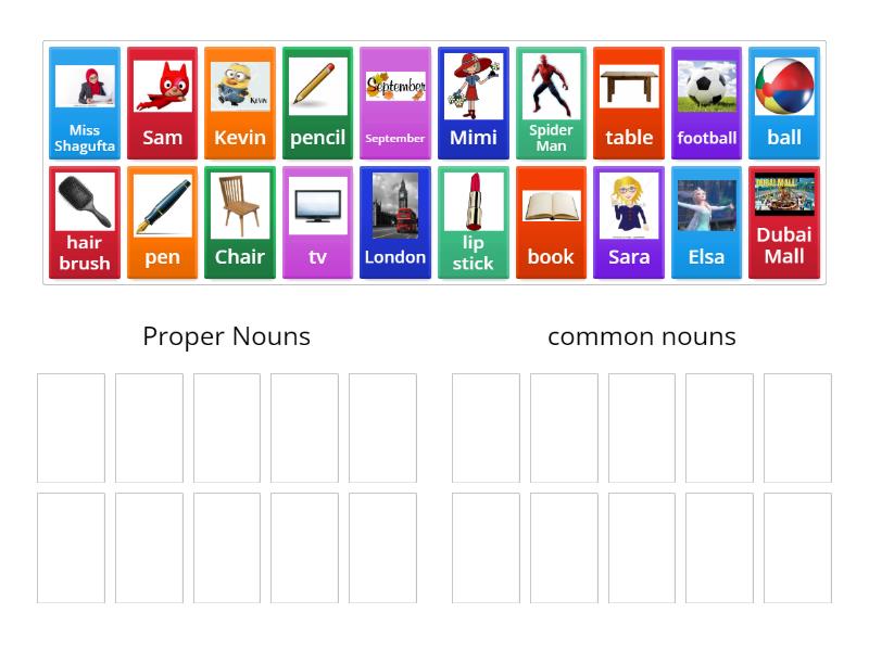 Sort Proper Nouns and Common Nouns - Group sort