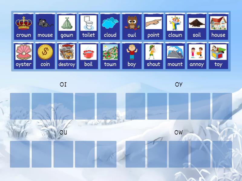 Diphthongs : OI OY OU OW sorting - Group sort