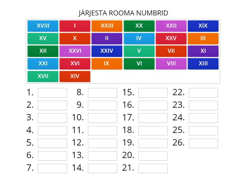 ROOMA NUMBRID - Rank order