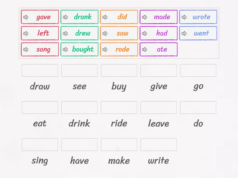 Spotlight 4, module 7, 14a, 14b irregular verbs - Une las parejas