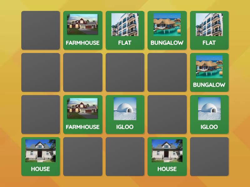 Types of Homes - Matching pairs
