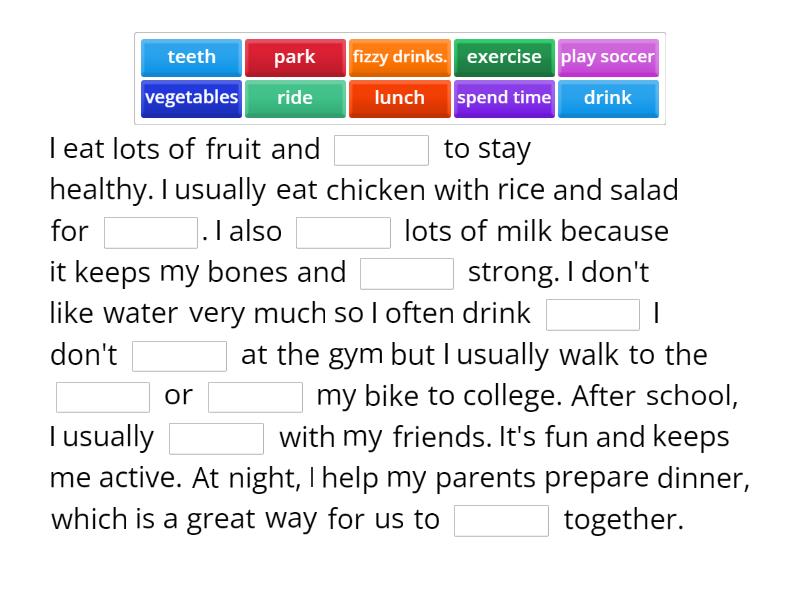 Healthy lifestyle or not? - Complete the sentence