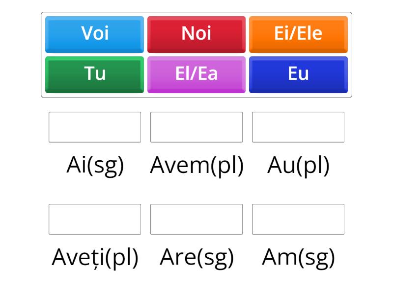 Verbul "a avea" la prezent - Match up