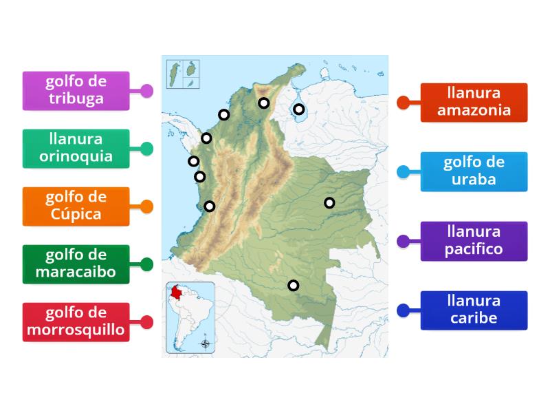 los golfos y llanuras de colombia - Labelled diagram