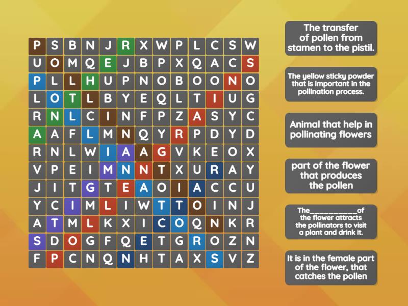 pollination- Word Search - Wordsearch
