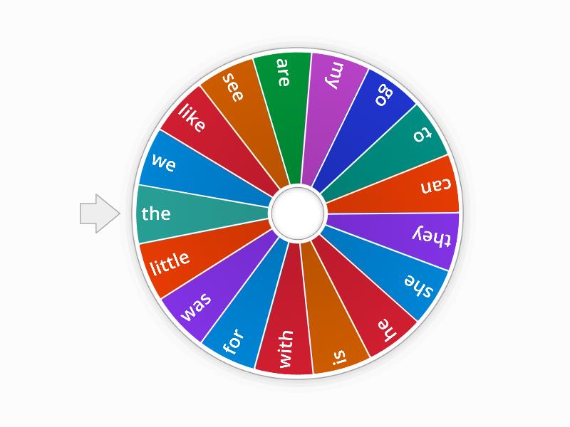 Sight Words Kindergarten - Spin the wheel