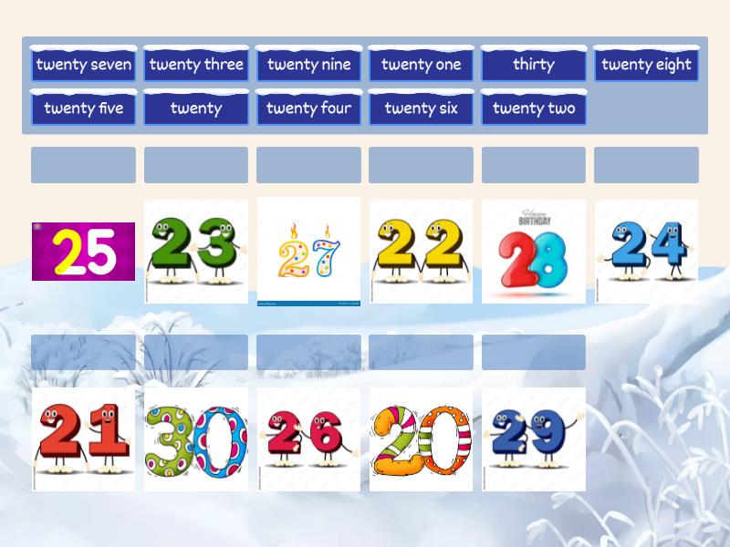 Numbers 20-30 - Match up