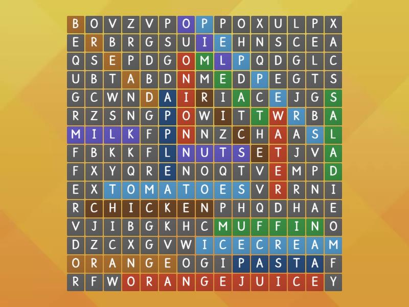 food pyramid - Sopa de letras