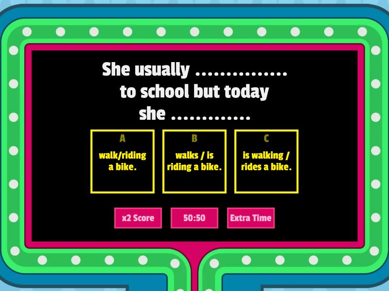 Present Simple Present Continuous - Gameshow quiz