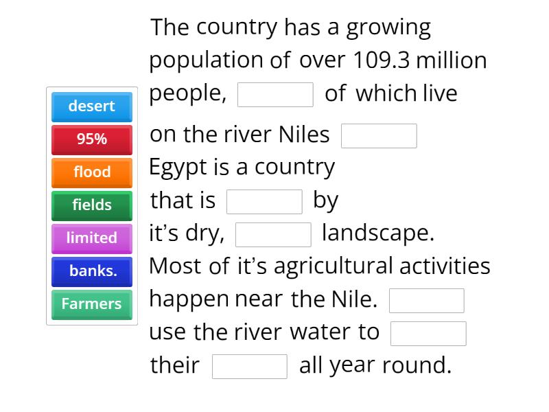 The importance of the Nile to Egypt - Complete the sentence