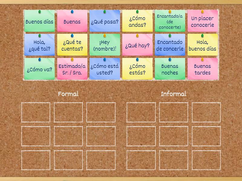¿Saludo formal o informal? - Group sort
