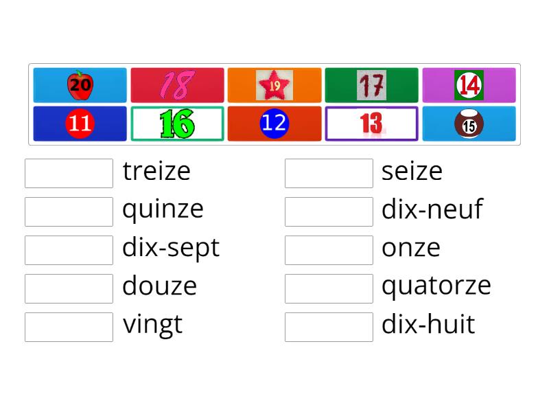 French Numbers 11-20 - Match up