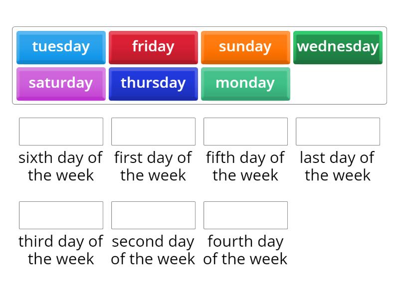 days of the week - Match up