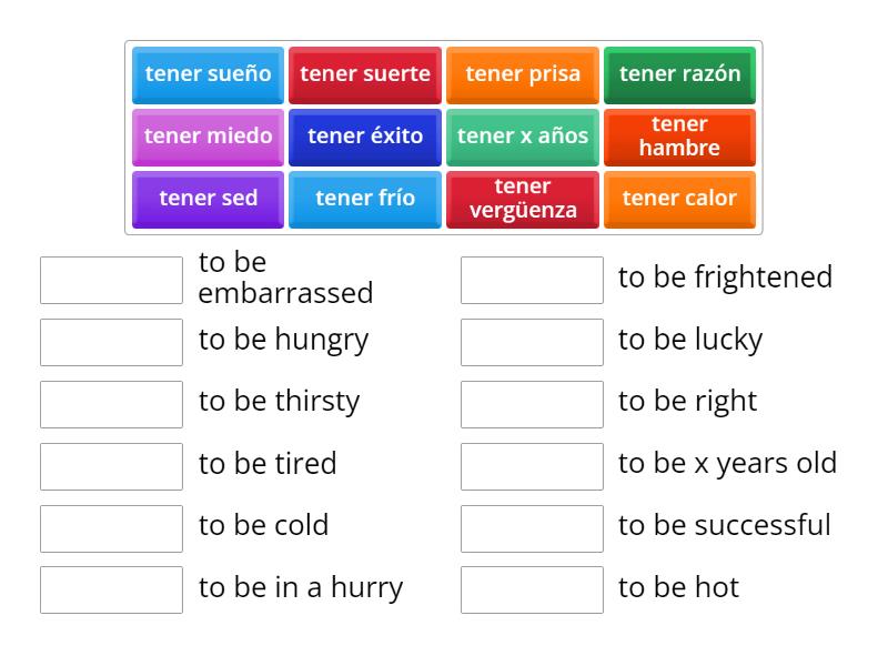 Expressions with tener - Match up