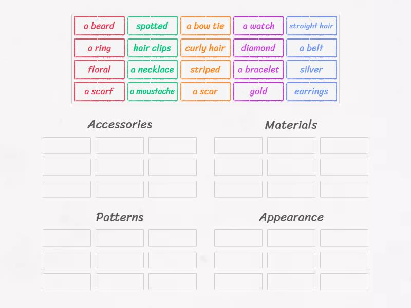5B Unit 2 Vocabulary - Group sort