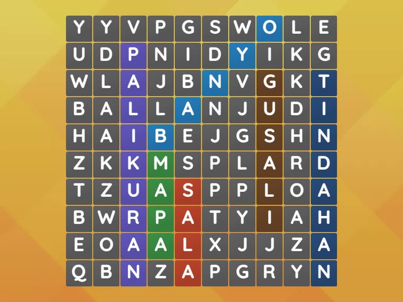 Aralin 2: ang payak na mapa ng loob at labas ng tahanan - Wordsearch