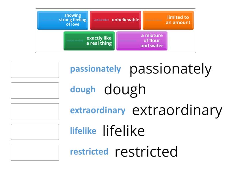Match the highlighted words in the text with the following words or ... Match the highlighted words in the text with the following words or ...