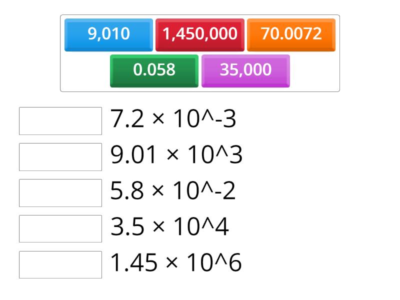 Scientific notation Pairs - Match up