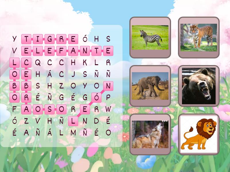 ANIMALES SALVAJES - Sopa de letras