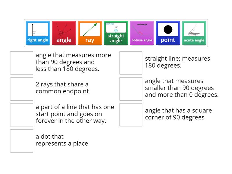 Points Lines, Rays, Angles - Match up