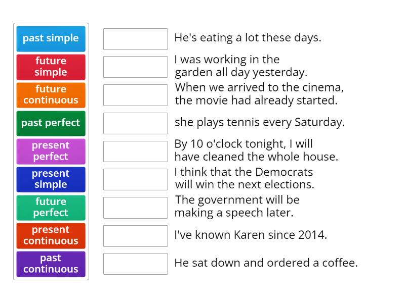 Tenses Review - Match up