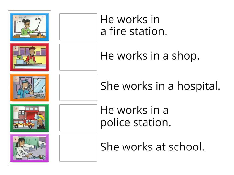 Where does he/she work? - Match up