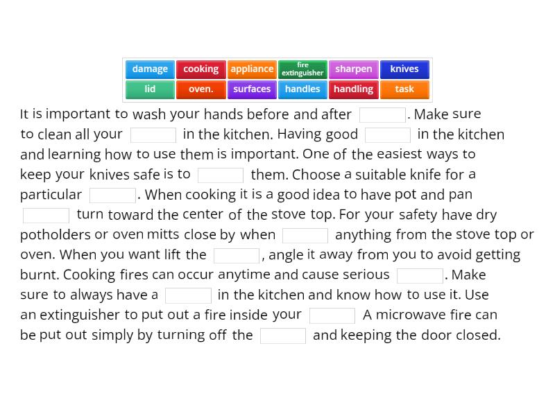 Kitchen tips - Complete the sentence