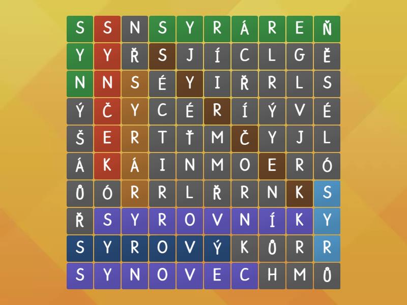 Vybrané a príbuzné slová (SYN, SYR) - hľadaj - Znajdź słowo