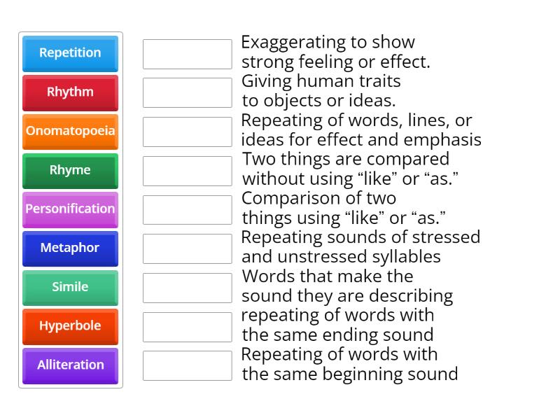 Poetic Devices - Match up
