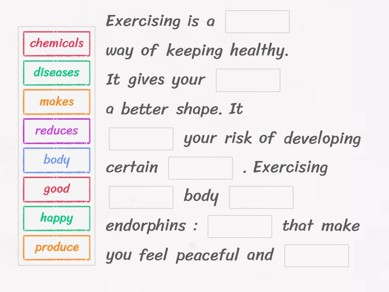 Staying healthy - Complete the sentence