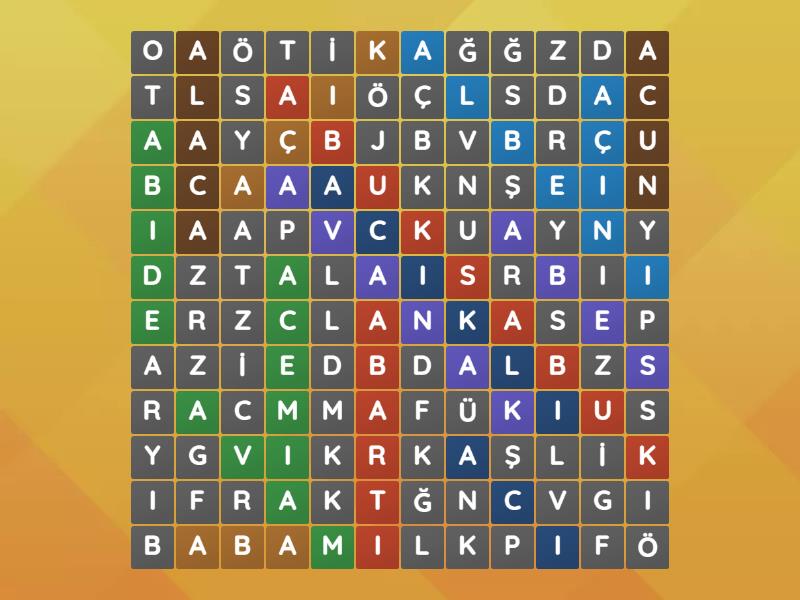 Irem Ates 7/A - Wordsearch