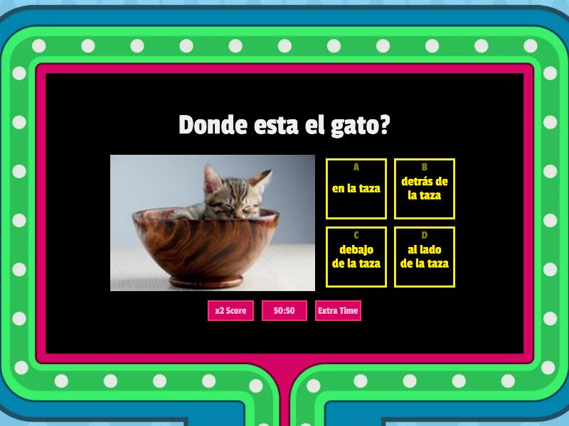 DONDE ESTA EL GATO? quiz. Adverbios de lugar. Español - Gameshow quiz