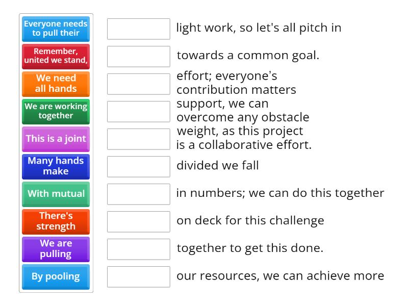 Teamwork phrases - Match up