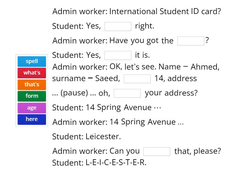 Getting an ID card - Complete the sentence