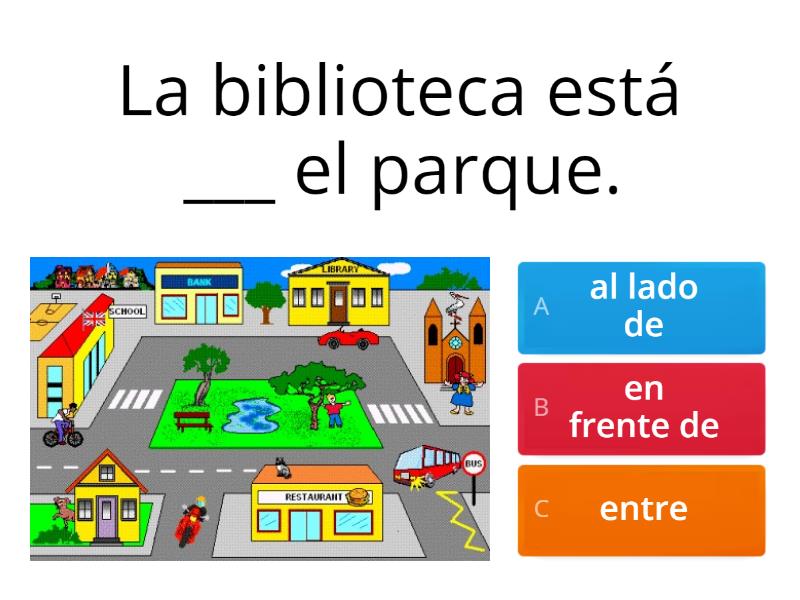 Los lugares en la ciudad + las preposiciones - Cuestionario