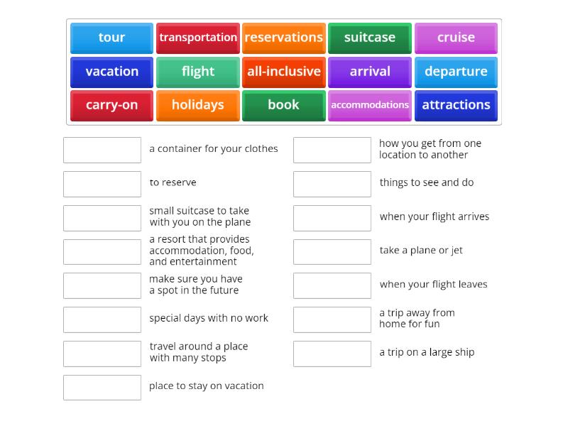 Travel Vocabulary Matching - Match up