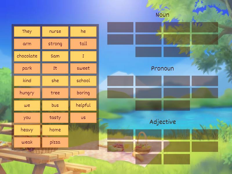 Noun, Pronoun , Adjective Sort - Group sort