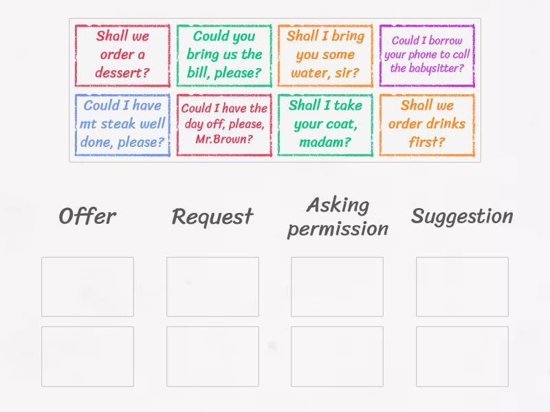 Match the following questions with their functions. - Group sort