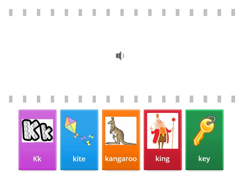 7.OP1 - Kk (key, kite, king, kangaroo). Listen and Touch. - Find the match